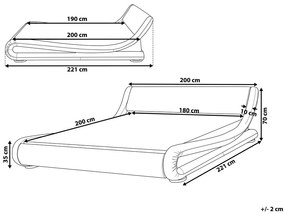 Bílá matná kožená postel 180x200 cm AVIGNON Beliani