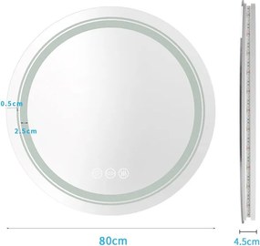 Koupelnové zrcadlo DOVER 80 cm stříbrné