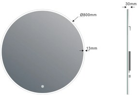 Sapho Sapho, VISO kulaté zrcadlo s LED osvětlením, ø 80cm, dotykový senzor, 2700-6500K, VS080S