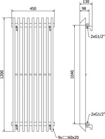Mexen Aurora, topné těleso 1200x450 mm, 917 W, černá, W212-1200-450-00-70