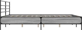 Rám postele šedý sonoma 200 x 200 cm kompozitní dřevo a kov 3280065