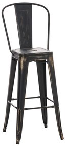 Kovová barová židle v industriálním stylu Aiden - Černě-zlatá antik