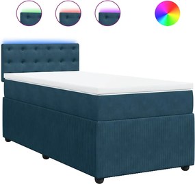Box spring postel s matrací modrá 90 x 200 cm samet 3289942