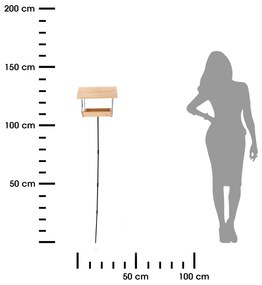 Zapichovací krmítko pro ptáky Rhi, 131,5x24,5x24,5 cm, dřevo/kov, hnědá