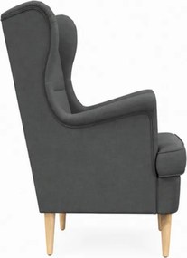 relaxační křeslo, ušák, dřevo/kov/látka, 102x80x66 cm, nohy světlé/tmavě šedá, Dekorino KR20260125