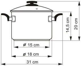 KOLIMAX - české nerezové nádobí Hrnec s poklicí KOLIMAX BLACK GRANITEC 18cm 3,0l