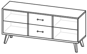 Komoda JORGEN 2+2, 160x74x45, dub zlatý/bílá