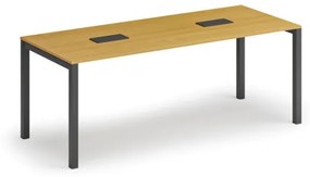 Stůl SQUARE 2000 x 800 x 750, buk + 2x stolní zásuvka TYP I, černá