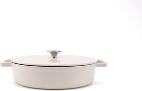 Elmich Smaltovaný litinový nízký hrnec Ember 28 cm - krémově bílá