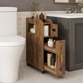 Costway Malá koupelnová skříňka 16 cm úzký organizér s výsuvnou zásuvkou box