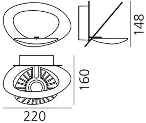 Artemide Pirce micro wall, zlaté designové nástěnné svítidlo, 27W LED 3000K, šířka: 22cm