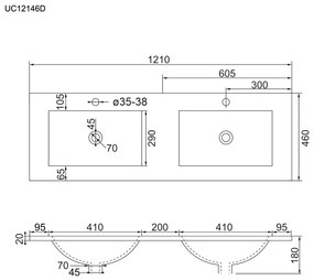 Mereo Opto koupelnová skříňka s keramickým umyvadlem 121 cm dub CN923