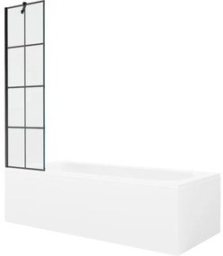 Mexen Vega obdélníková vana 170 x 70 cm s pláštěm 1-křídlovou zástěnou 50 cm, Černý vzor - 550117077X9505007077