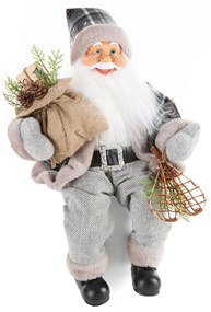 VÁNOČNÍ FIGURKA SANTA 40 CM ŠEDÁ