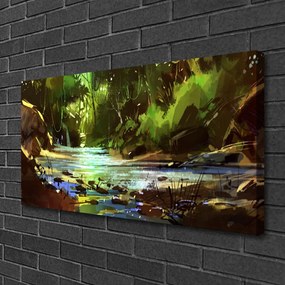 Obraz na plátně Les Jezero Kameny Příroda 100x50 cm