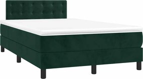 Box spring postel s matrací a LED tmavě zelená 120x200 cm samet 3134636