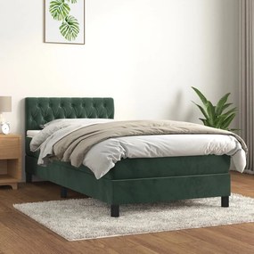 Box spring postel s matrací tmavě zelená 100x200 cm samet