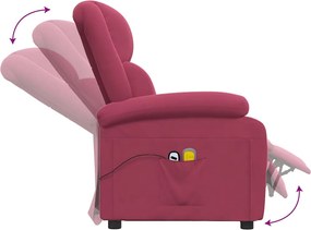 Elektrické masážní křeslo vínové samet 3098409
