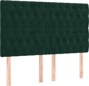 Box spring postel s matrací a LED tmavě zelená 140x190 cm samet 3136302