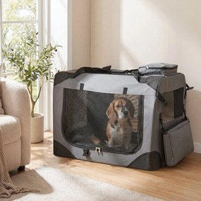 Costway Přepravka pro psy Skládací přenosný přepravní box pro psy se síťovanými