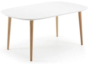 Bílý rozkládací jídelní stůl s bílou deskou 100x160 cm Oqui – Kave Home