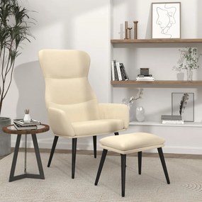 Relaxační křeslo se stoličkou krémové textil 3097431