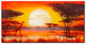 Obraz Na savaně II (1dílný) - zvířata Afriky na pozadí západu slunce