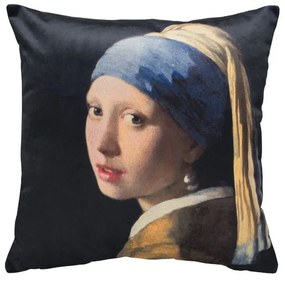 SCANquilt povlak ART VELVET vermeer-dívka s perlou černá 45 x 45 cm