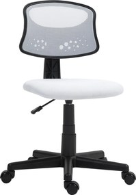 HOMCOM Ergonomická kancelářská židle bez opěrek s síťovinou, otáčecí, nastavitelná výška, nosnost 120 kg, bílá | Aosom