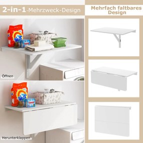 Costway Nástěnný skládací stůl šetřící prostor Skládací – 80 × 60 cm, bílý