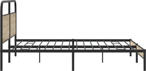 Kovový rám postele bez matrace kouřový dub 200 x 200 cm 3318672