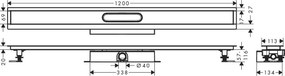 Hansgrohe uBox universal, úplná sada pro plochou instalaci - 1200 pro vrchní sady sprchových žlabů, HAN-56021180