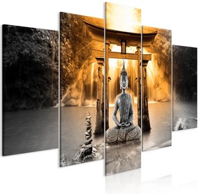 Obraz - Úsměv Buddhy - oranžový 200x100