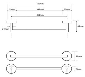 SAPHO XR402 X-Round držák na ručníky 50 cm, stříbrná