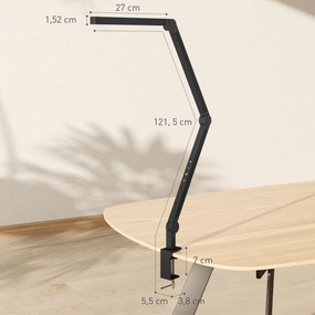 HOMCOM Stolní lampa, nastavitelná jas a barva, kovová svorka, 96 LED, černá