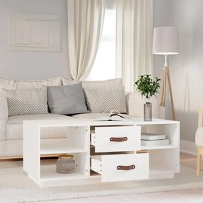 Konferenční stolek bílý 100 x 50 x 41 cm masivní borové dřevo,  818271