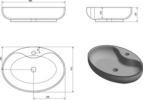 Sapho Mariana AR483 umyvadlo 57 x 14,5 x 41 cm