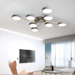 Toolight, LED stropní svítidlo 8x12W APP532-8C, šedá, OSW-08474