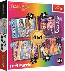 Puzzle trefl puzzle rainbow high: módní panenky 4v1 (35,48,54,70 dílků)