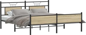 Kovový rám postele bez matrace dub sonoma 180 x 200 cm 3325125