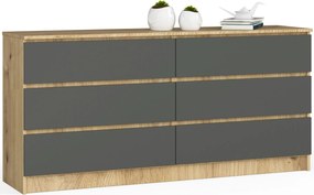Komoda K160 6SZ dub artisan/grafitová šedá