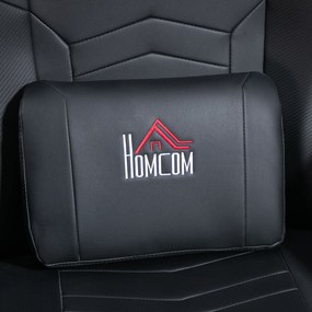 HOMCOM Herní židle s masáží, otočná o 360°, 6 masážních bodů, podnožka, odnímatelná opěrka hlavy, imitace kůže, 79.5 x 82.5 x 111.5cm, černá| Aosom