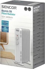 SENCOR SOH 3409WH bílá / olejový radiátor / 800-1200-2000W / 3 úrovně