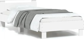 vidaXL Rám postele s čelem a LED osvětlením 90 x 190 cm [838745] Barva: Bílá