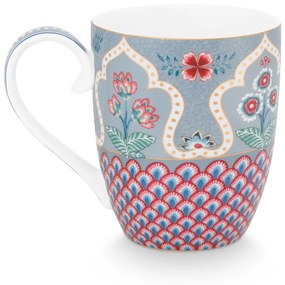 Pip Studio Flower Festival hrnek XL 450ml, červeno-modrý (hrnek z tenkostěnného porcelánu)