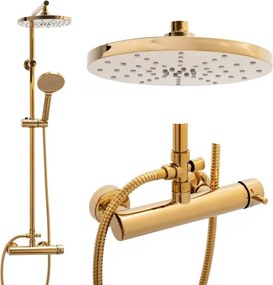 Erga Dubaj, sprchová souprava s pákovou baterií a dešťovou hlavicí 23 cm, zlatá lesklá, ERG-YKA-BP.DUBAJ23-GLD