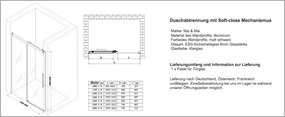 design černý sprchový kout RAVENA 12 100-150cm