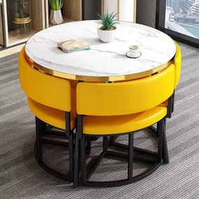 LuxuryForm DESIGN Jídelní set MONTE 4+1 - žlutý / bílý