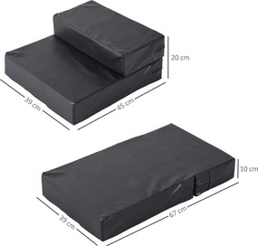 Schodiště PawHut pro psy a kočky, skládací, 2 stupně, černé, D45xŠ39xV20cm, praktická podložka pro snadné lezení | Aosom.de