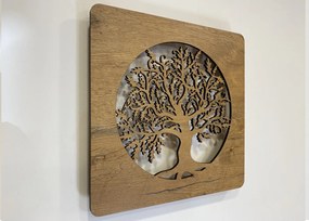 Li-Go "Dub v kruhu" světelný obraz s baterií 42x42 cm včetně dálkového ovládán provedení povrchu: bříza